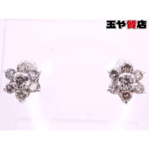 【商品説明】留具にカスリキズがあります。【材質】14金 WG ダイヤモンド【カラー】 　【サイズ】 ピアスサイズ:W0.7xH0.7cm　【重量】0.6g【状態 】　中古Ａ【付属品】 　【お問合せ番号】a2034【社内管理コード】 86182
