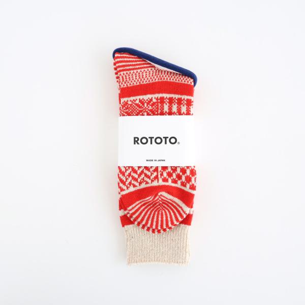 ■ブランド名：ROTOTO ロトト■商品名：MULTI JACQUARD CREW SOCKS■型番：R1337-AW25■カラー：IVORY/RED■カテゴリ：ユニセックス ファッション小物当店で取り扱う商品は全て正規品です。偽物・並行輸...