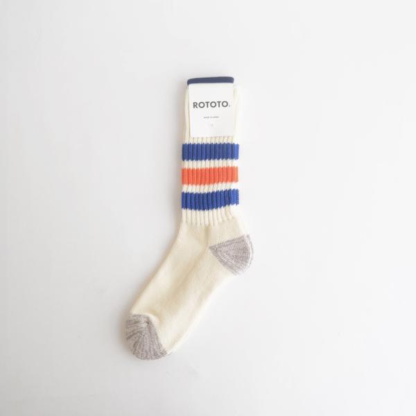 ■ブランド名：ROTOTO ロトト■商品名：COARSE RIBBED OLDSCHOOL CREW SOCKS■型番：R1255-AW25■カラー：BLUE/ORANGE■カテゴリ：ユニセックス ファッション小物当店で取り扱う商品は全て正...