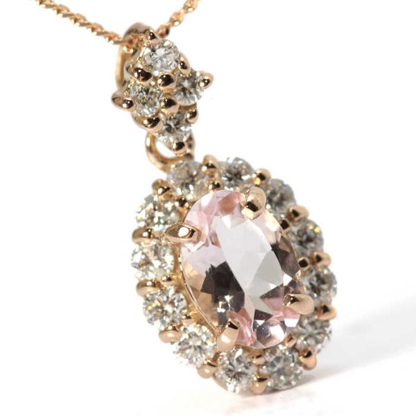 モルガナイトネックレス宝石名：天然ベリル モルガナイト《0.40ct》ダイヤモンド《0.24ct》素材：K18PG（18金ピンクゴールド）サイズ：約45cm / トップ 約7×14mm重さ：約1.9g付属品：ソーティング状態：AAランク(U...