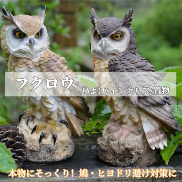 11X8X18cm　重量：0.35kg芝生、庭、パビリオン、デッキ、テラス、ポーチ、玄関、その他の家に適しています。鳥よけの模造ふくろうです。　目玉は本物そっくりの造りです。製品を設置した場所から小鳥や小動物などの害虫を怖がらせることで遠ざ...