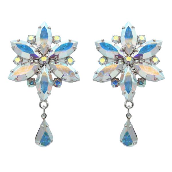 【カラー】ストーン：オーロラ地金色：シルバー【サイズ】全長：5.5cm幅　：3cm【重量】片方:9ｇ