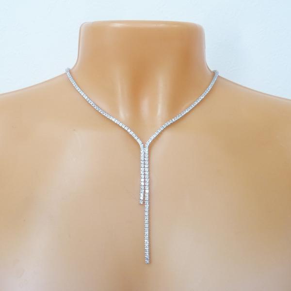 《多美咲》セレクトアクセサリーキュービックジルコニア--------------------ネックレスサイズ全長：約44ｃｍ 　　　　+アジャスター：5ｃｍトップデザイン：7ｃｍベースカラー： シルバーストーンカラー ：クリスタル-----...