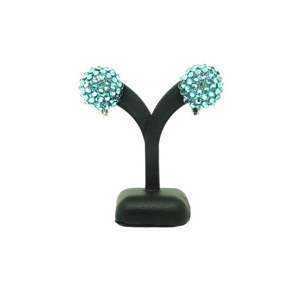 イヤリング（ねじばねタイプ）ピアス（スタッドタイプ）ストーンカラー：アクアマリン（水色系）半球になっています。ストーンがキラキラ輝き顔周りを華やかに！