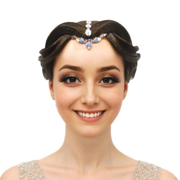 ボールルームヘア　オーナメントセンターパート前髪【つけ方】周りのネット部分をヘアピン（スモールピン）で留めてください。