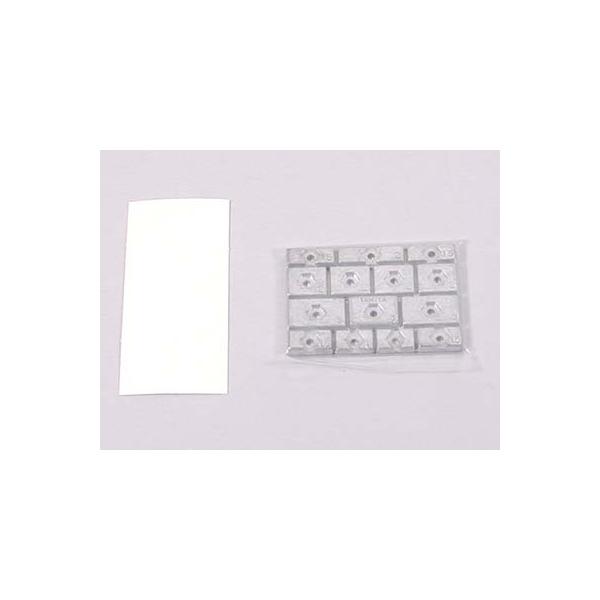 ダンガンレーサーの重量バランスのセッティングに最適なウェイトです。１g、1.5g、2g、3gの４種類の重さを用意した14ブロックのダイキャスト製。板チョコのように必要な部分を折りとって、シャーシやボディに貼り付けて使用。貼り付け用の両面テー...