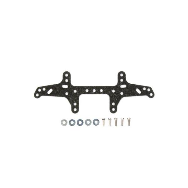 ミニ四駆各車に取り付けられるFPR製リヤステーです。9mm、13mm、19mmのローラーをワイドにセットできる取り付け穴を用意。さらに、ブレーキパーツやスタビライザーを最後方に取り付けられる穴も用意。マシンの最も後ろの位置にブレーキパーツや...