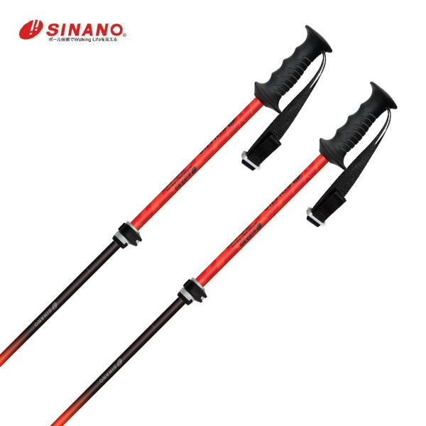SINANO シナノ スキーポール ストック■フリーFAST-α【Jr】COLOR・レッド/RDSIZES81-105cm重量(g)約215g/本・高力アルミφ14.3＋カーボンφ12.1・Made in JAPAN・12.1CARBON：...