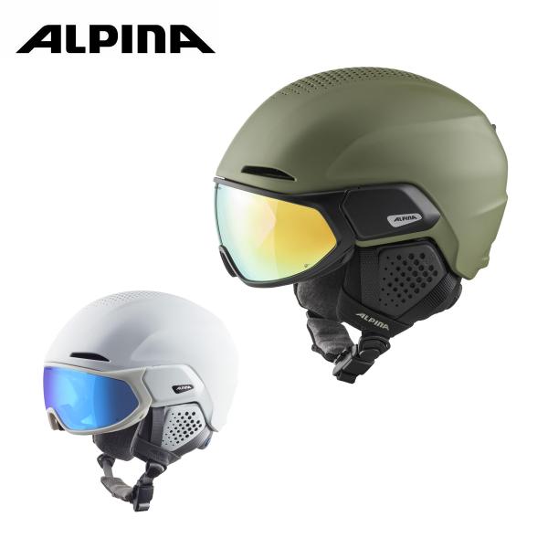 ALPINA アルピナ スキーヘルメット■ALTO Q-LITEアルト Q-LITEカラーオリーブマットホワイトマットサイズ55-59cm・2-in-1: Ski helmet with integrated high-quality vi...
