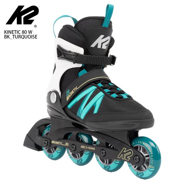 K2インラインスケート■KINETIC80Wカラー：BK_TURQUOISEBearings：ABEC5Wheel：80mm/80AMaxWheelSize：80mmSIZE:23(6)/24(7)COLOR:BK_TURQUOISEラス1セール