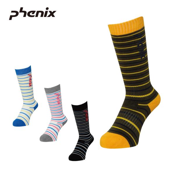 PHENIX フェニックス スキー ソックス 靴下 キッズ ジュニア■ESB23SO82Multi Border Junior Socksマルチボーダージュニアソックス■機能・抗菌防臭加工・名前欄付き■素材（綿 80%, ポリエステル 18...
