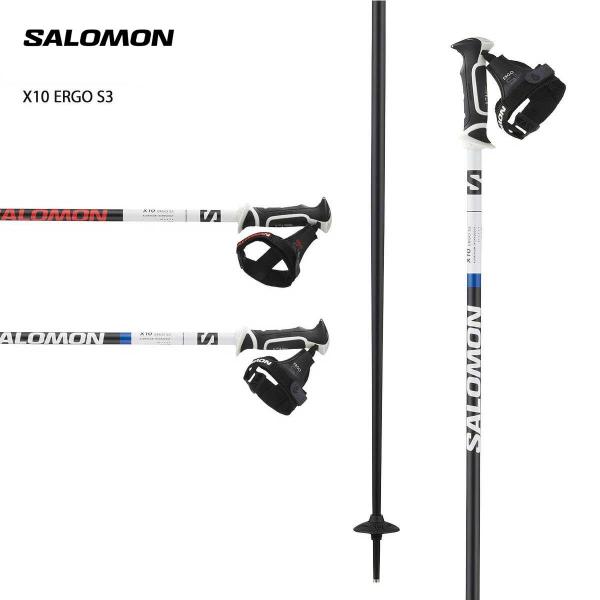 SALOMON サロモン ポール ストックX10 ERGO S3L47345400 / L47345500SIZES110/115/120 cmSHAFTAlu **** Shaft Diameter: 18mmGRIPErgo S3 Du...