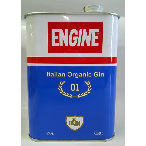 エンジン イタリアンオーガニックジン 42% 700ml 正規 スピリッツ ジン イルヴァ・サローノ社 イタリア ピエモンテ州バルバレスコ村 ENGINE Italian Organic Gin自動車のオイル缶（ブリキ缶）デザインのボトル