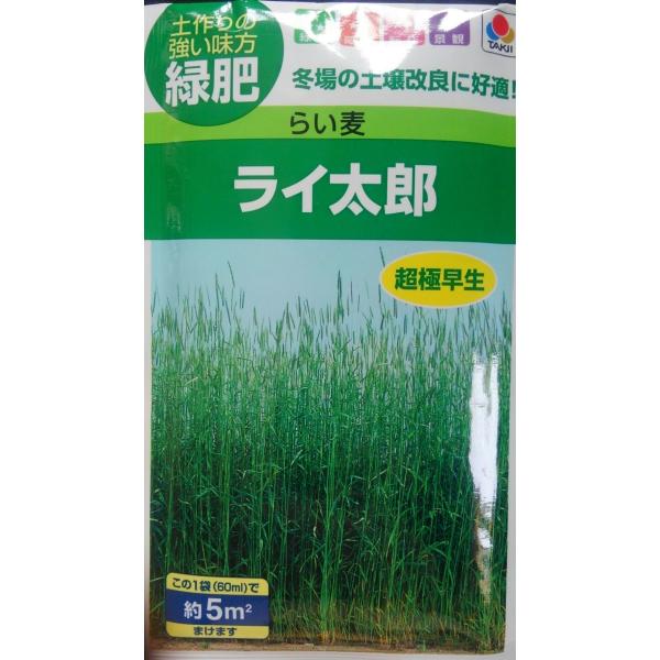 内容量　60ml1袋で約5平方メートル分撒けます。発芽が早く、低温伸張性が強い生育良好な緑肥です。キタネコブセンチュウの密度を抑制します。品種名：ライ太郎※郵便でのお届けになります。※タネの郵便（第４種便）は運賃が税込￥73〜602円の範囲...