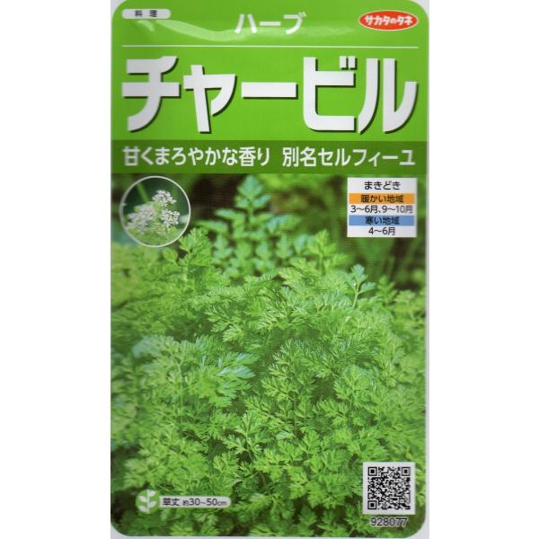 小袋 5.9ml入り。草丈　約30〜50cmこの袋で育つ苗の本数　およそ500本。別名はセルフィーユです。サラダの風味づけやスープの浮き実などに利用します。※郵便でのお届けです。※タネの郵便（第４種便）は運賃が税込￥73〜602円の範囲内で...