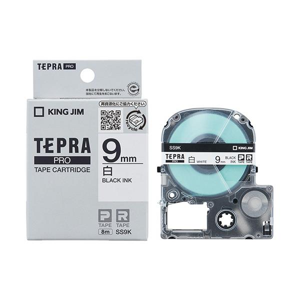 メーカー：キングジム 　品番：SS9K   ＫＩＮＧ　ＪＩＭ　テプラＰＲＯシリーズ　専用カートリッジ　　※メーカー都合によりパッケージが変更になる場合がございます。ファイルの背見出しに。