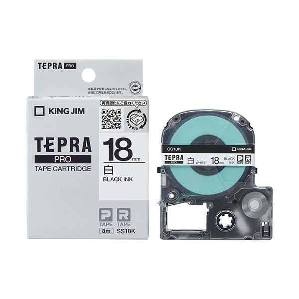 メーカー：キングジム 　品番：SS18K   ＫＩＮＧ　ＪＩＭ　テプラＰＲＯシリーズ　専用カートリッジ　　※メーカー都合によりパッケージが変更になる場合がございます。ファイルの背見出しに。