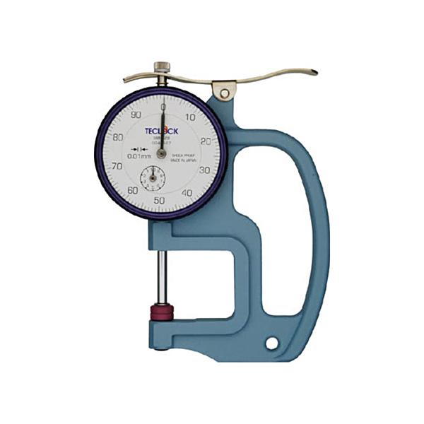 メーカー：テクロック　品番：SM-528　金属ワークはもちろん、ガラス、ゴム、プラスチック、紙などの厚さ測定に。