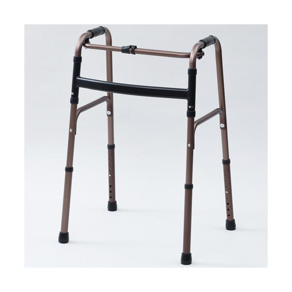 メーカー：ＹＡＭＡＺＥＮ　 品番：KFW-16-BZ  折りたたみ収納可能な固定式歩行器。　　＜正面＞＜側面＞＜背面＞＜折りたたみ時＞