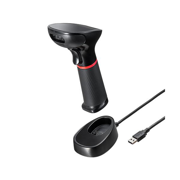 メーカー：サンワサプライ　 品番：BCR-WL2D1BK  2.4GHzワイヤレス対応の1次元・2次元バーコードリーダー。充電クレードルタイプ。　　
