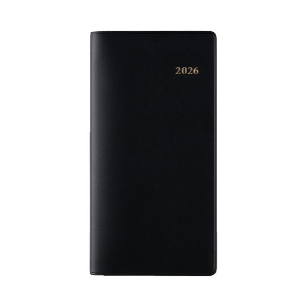 メーカー：高橋書店　 品番：978-4-471-85071-5  スーツのポケットにすっぽり収まる機能手帳。予定を一覧で管理したい方に　　＜カバー：黒＞＜週間ページ：見開き2週間＞＜月間ページ：横ケイ式＞＜付録ページ＞
