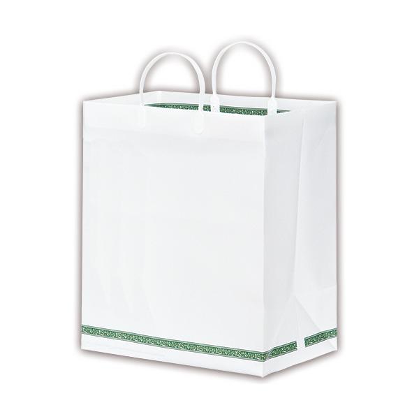 メーカー：日生化学  品番：フラワ-リボン22  再生ポリエチレン原料を使用した手提げ袋。