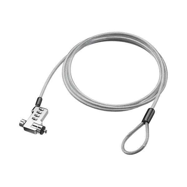 メーカー：コクヨ　 品番：EAS-L91  ラックに巻きつけたワイヤー先端の輪とノートパソコンを、南京錠を使ってロック。　　ワイヤーと鍵の接続部は可動式です。＜使用イメージ＞