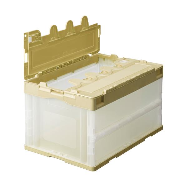 メーカー：オリジナル 　品番：GP-OC75F-T   簡易ロック付のフタが付いた折りたたみコンテナ　　＜簡易ロック付＞<BR>商品の色はアイボリー／透明になります。