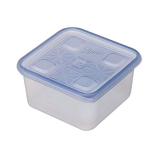 メーカー：旭化成ホームプロダクツ 　品番：112108   重ねて保存、収納時もコンパクト。冷凍から電子レンジ加熱まで使える。　　＜フタの中央を押すとパチンと閉まる＞<BR>商品は正方形/1100mlになります。