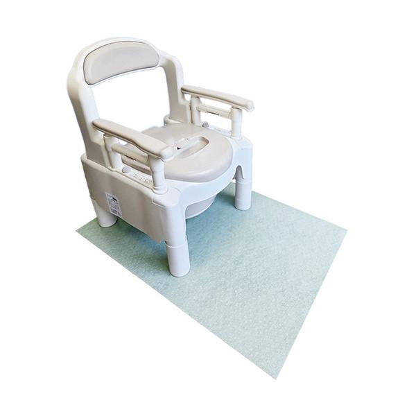 メーカー：東京メディカル　 品番：KG-1070  便器回りの床汚れの清掃負担を軽減するポータブルトイレ用マット　　＜使用イメージ＞＜使用イメージ＞＜使用イメージ＞
