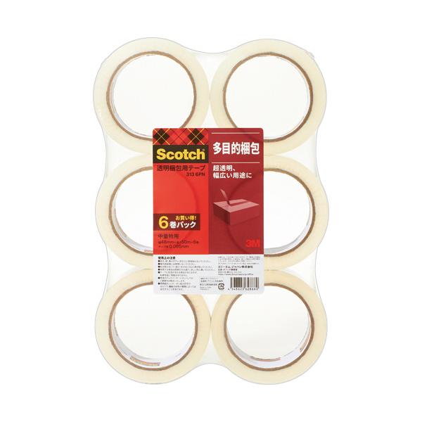 メーカー：３Ｍ 　品番：313 6PN   幅広い用途で使える中・軽量物用、宅配便などの梱包に。　　＜使用例＞＜倉庫での使用例＞<br>高い保持力長期保管に適しています。