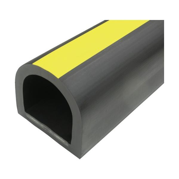 メーカー：八興販売  品番：NS-077D-1  D型中空形状の車止めです。繰り返し圧縮しても形状を保持し、破損しません。