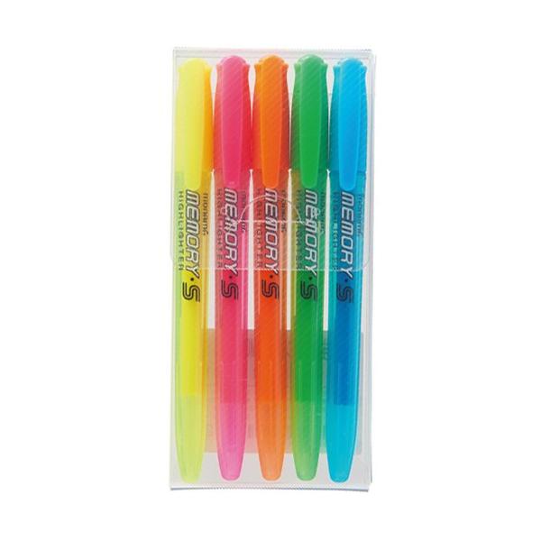 メーカー：モナミ   品番：18444   【使い切りタイプ】蛍光ペン「MEMORY・S HIGHLIGHTER」の5色セットです。