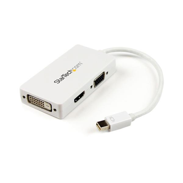 メーカー：ＳｔａｒＴｅｃｈ．ｃｏｍ 　品番：MDP2VGDVHDW   Mini DisplayPort対応PC/MacをHDMI、VGA、DVIディスプレイに接続。　　1つのアダプタでMini DisplayPortをVGA、HDMI、D...