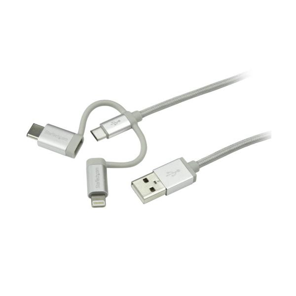 メーカー：ＳｔａｒＴｅｃｈ．ｃｏｍ 　品番：LTCUB1MGR   複数のケーブルに代わり、Micro-USB/USB-C/Lightingのすべての充電ニーズに1本で対応するUSBケーブル　　