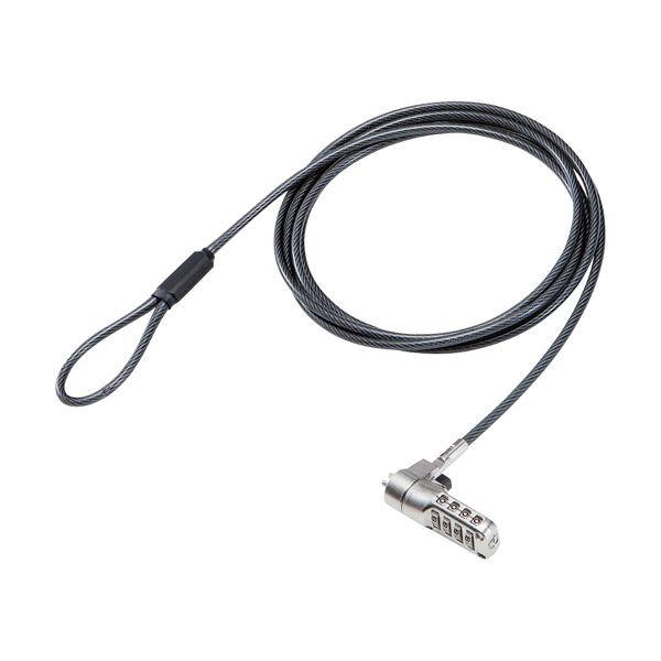 メーカー：エレコム   品番：ESL-402   キー不要のダイヤル錠スリムヘッドタイプ。薄型ノート・タブレット等の盗難防止用ワイヤーロック