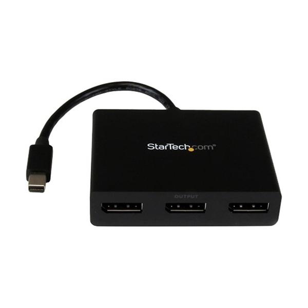 メーカー：ＳｔａｒＴｅｃｈ．ｃｏｍ   品番：MSTMDP123DP   3台のディスプレイを単一のMini DisplayPort 1.2ポートに接続するアダプタ。