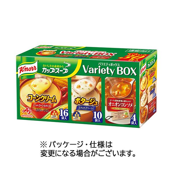 メーカー：味の素   品番：82686   コーンクリーム、ポタージュ、オニオンコンソメの3種類が入ったバラエティボックスです。