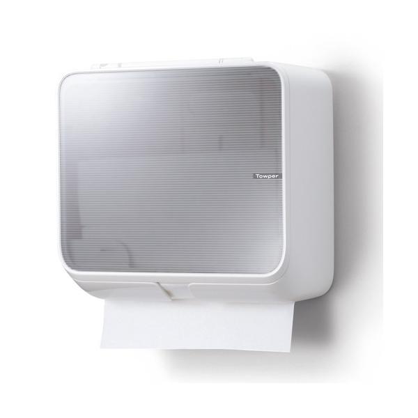 メーカー：日本製紙クレシア　品番：TOWフラツトM　スタイリッシュなペーパータオルディスペンサー。