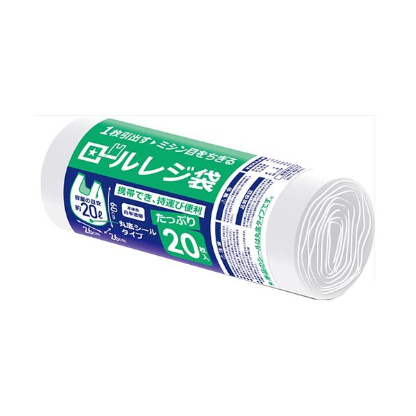 メーカー：ハウスホールドジャパン 　品番：RR20   携帯でき、持ち運びに便利なロールタイプの半透明レジ袋。　　＜パッケージ記載＞