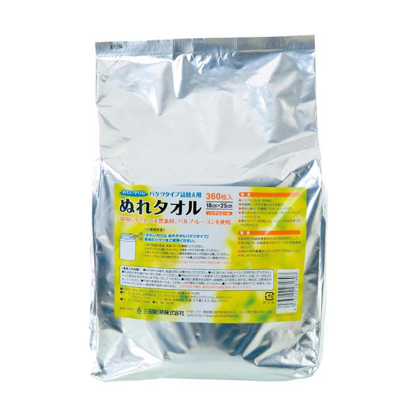 メーカー：三昭紙業   品番：N-360ツメカエ   ノンアルコール！やわらかでやさしいシート。使用頻度の多い方、施設向けにおすすめのバケツタイプ。