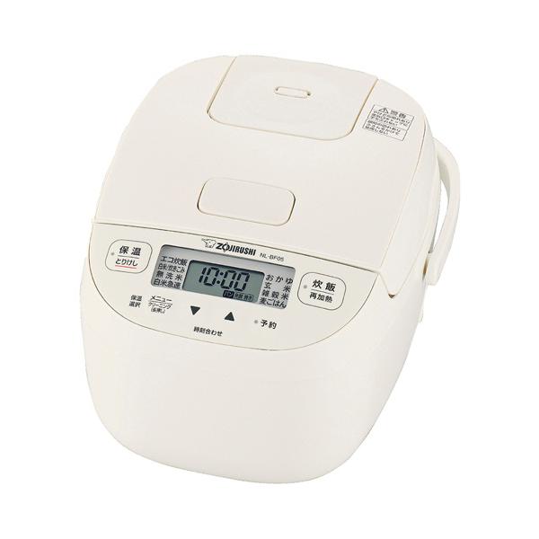 メーカー：象印  品番：NL-BF05-WZ  495W（最大電力）のハイパワーでふっくら炊き上げる