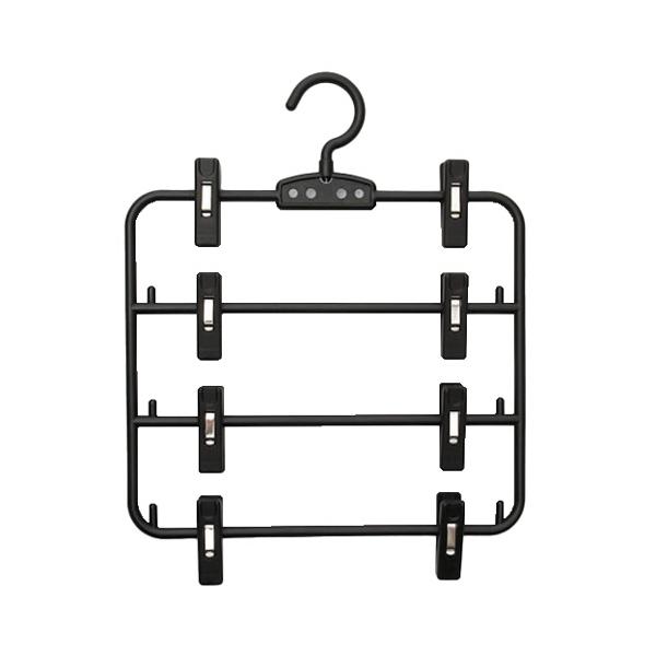 メーカー：サワフジ　 品番：EXL-04  スカート、ズボンをまとめ掛け。4段ハンガー。　　＜パッケージ＞＜使用イメージ＞