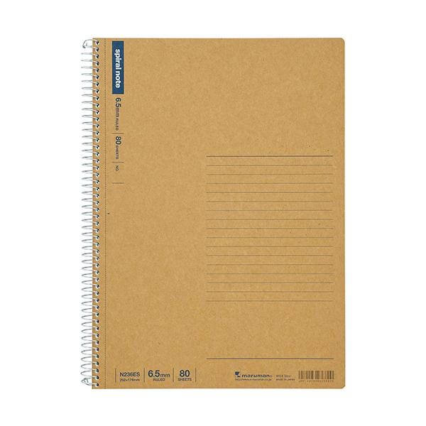 メーカー：マルマン 　品番：N236ES   シンプルでタフなクラフト表紙。めくりやすいリング製本で切り取りが美しいマイクロミシン目加工。　　ケガの可能性を低くした安全なコイルループ加工。書き味のいいオリジナル筆記用紙。<BR>...