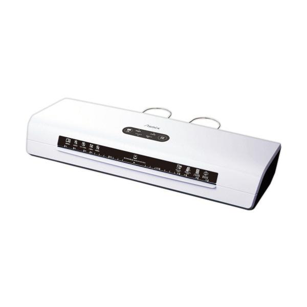 メーカー：アスカ　 品番：L409A3  「フィルム挿入防止機能」でウォームアップ中のラミネートミスを防ぐ。　　＜タッチボタンで温度切替などかんたん操作＞