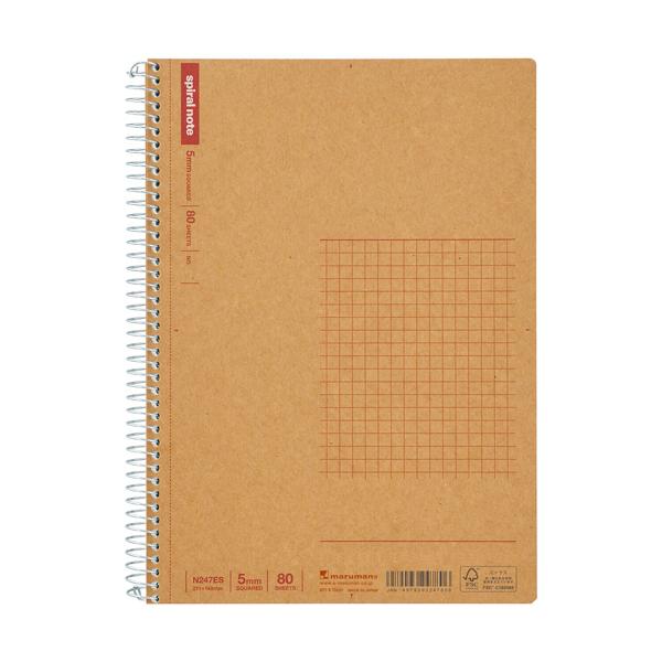 メーカー：マルマン 　品番：N247ES   スムーズに切り離せる高精度の切り取りミシン目入り。　　ケガの可能性を低くした安全なコイルループ加工。<br>※商品は5mm方眼になります。