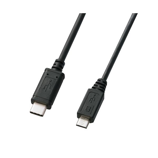 メーカー：サンワサプライ　 品番：KU-CMCBP310  USB Type-C − microBのUSB2.0ケーブル。　　＜パッケージ＞＜接続イメージ＞