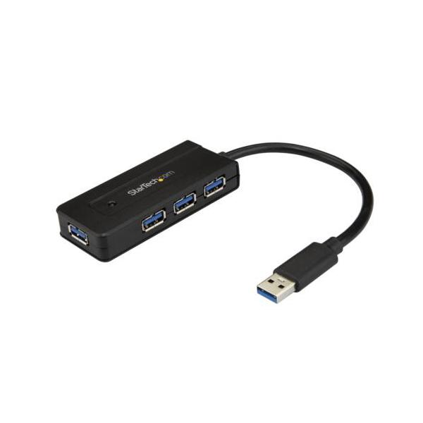メーカー：ＳｔａｒＴｅｃｈ．ｃｏｍ  品番：ST4300MINI  ノートパソコンにUSB 3.0ポート4口と電話の充電機能を外付けするポータブルハブ