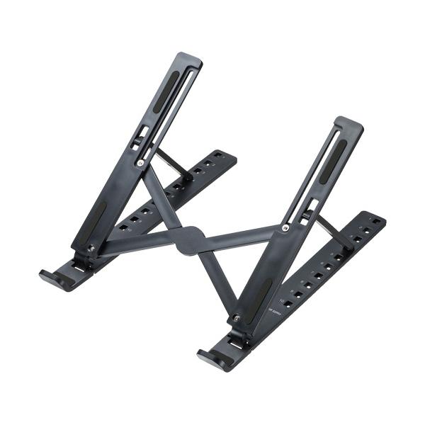 メーカー：サンワサプライ 　品番：PDA-STN53BK   軽量コンパクトで、持ち運びに便利。　　＜折りたたみ時＞10段階の角度調整が可能。専用収納ポーチ付。