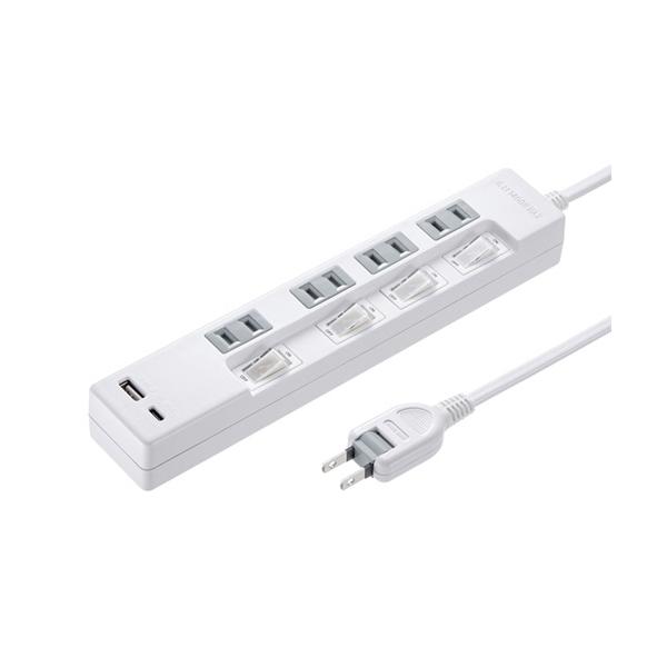 メーカー：サンワサプライ   品番：TAP-B102UC-2W   USB充電機能付きタップ